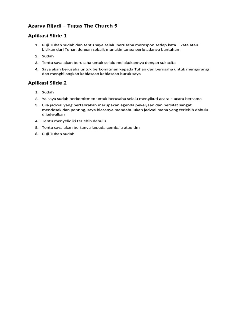 Azarya Rijadi - Tugas The Church 5 | PDF