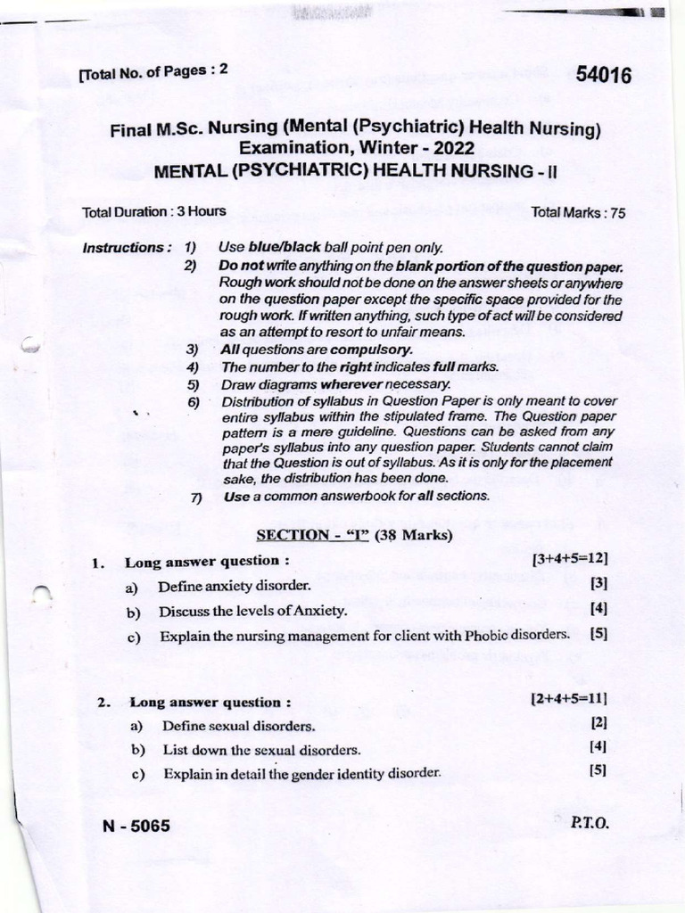 2nd MSC Mental (Psychiaric) Health Nursing-II | PDF | Mental Disorder | Psychiatry