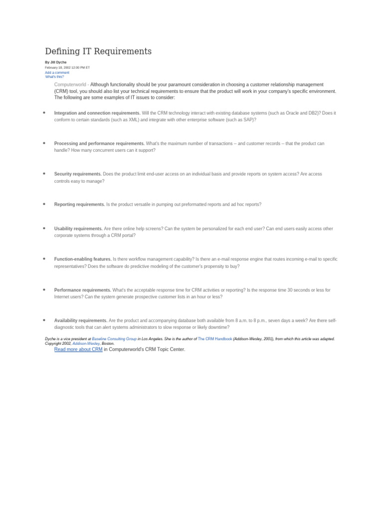 Defining IT Requirements | PDF