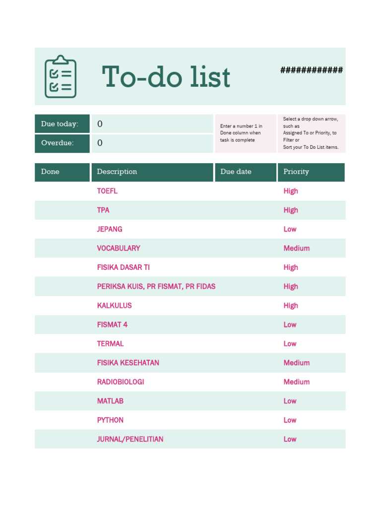 To-Do List1 | PDF