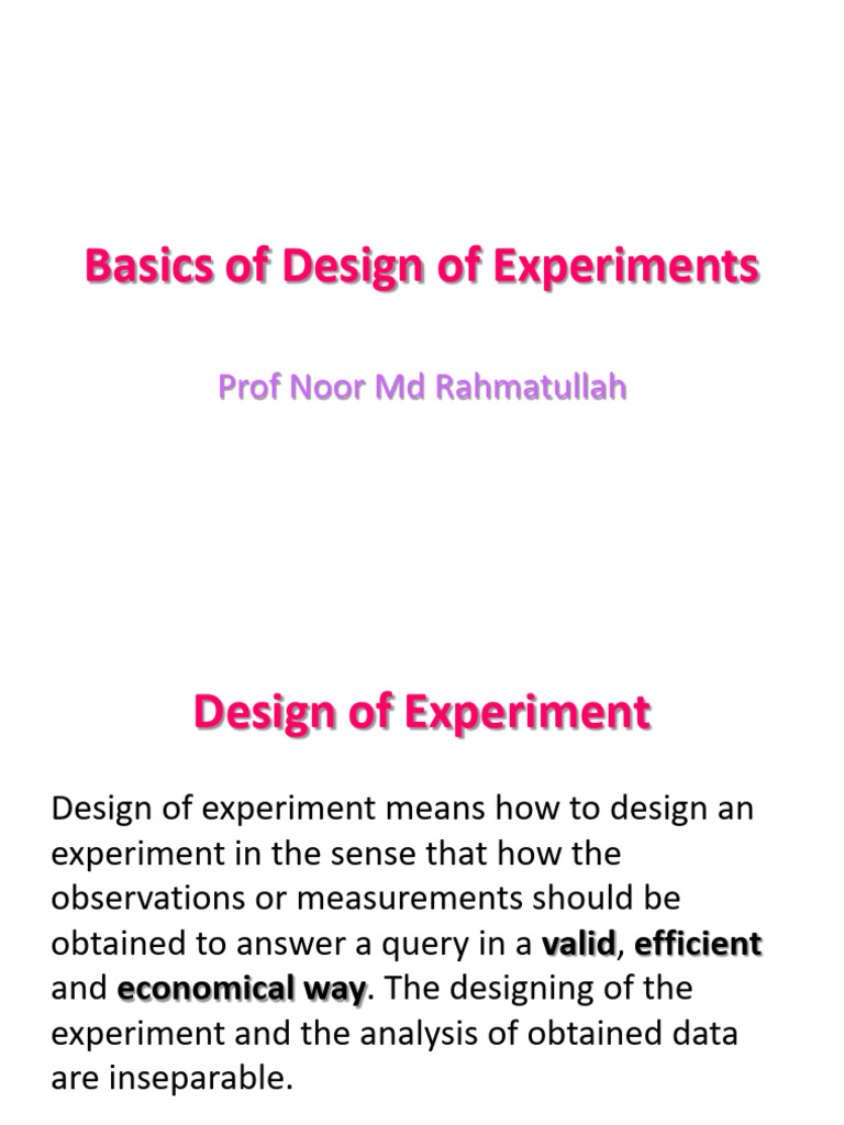 01 Design of Experiment-Merged | PDF | Experiment | Design Of Experiments