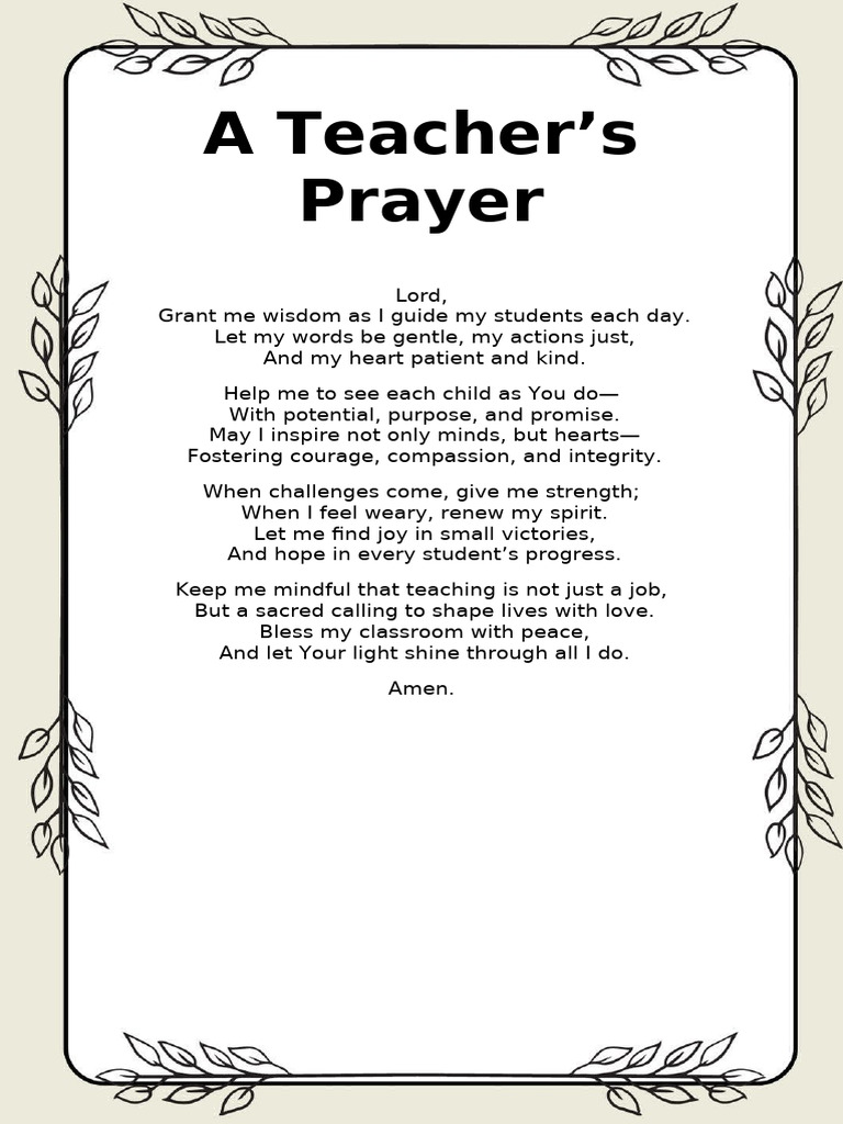 Teacher's Prayer | PDF