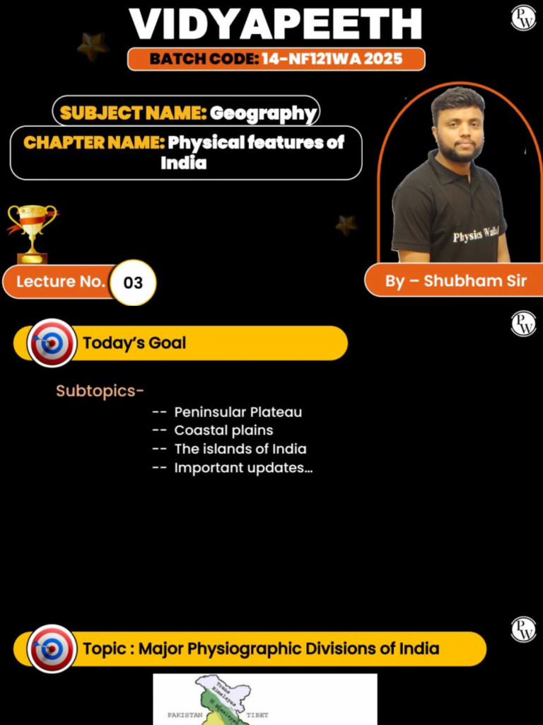 Physical Features of India - 03 - Class Notes - 14-NF121WA 2025 | PDF