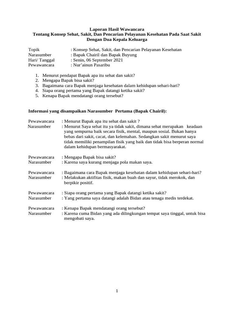 Laporan Hasil Wawancara | PDF