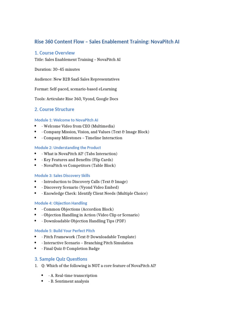 Rise360 ContentFlow Detailed NovaPitch | PDF