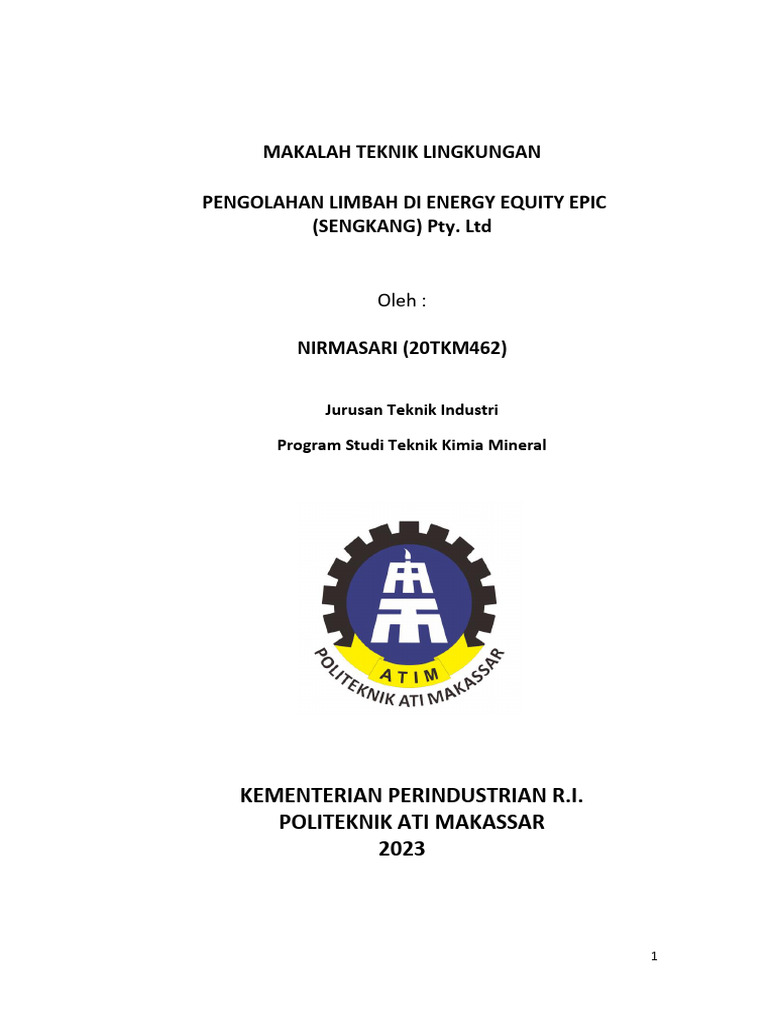Pengolahan Limbah di Energy Equity Epic | PDF