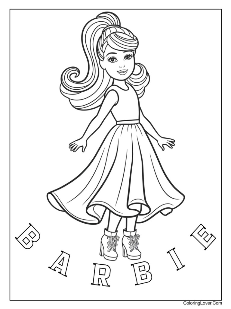 Barbie in A Stylish Dress Coloring Sheet | PDF