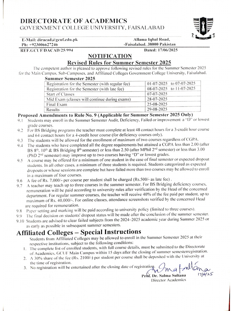 Revised Summer Rules 2025 | PDF