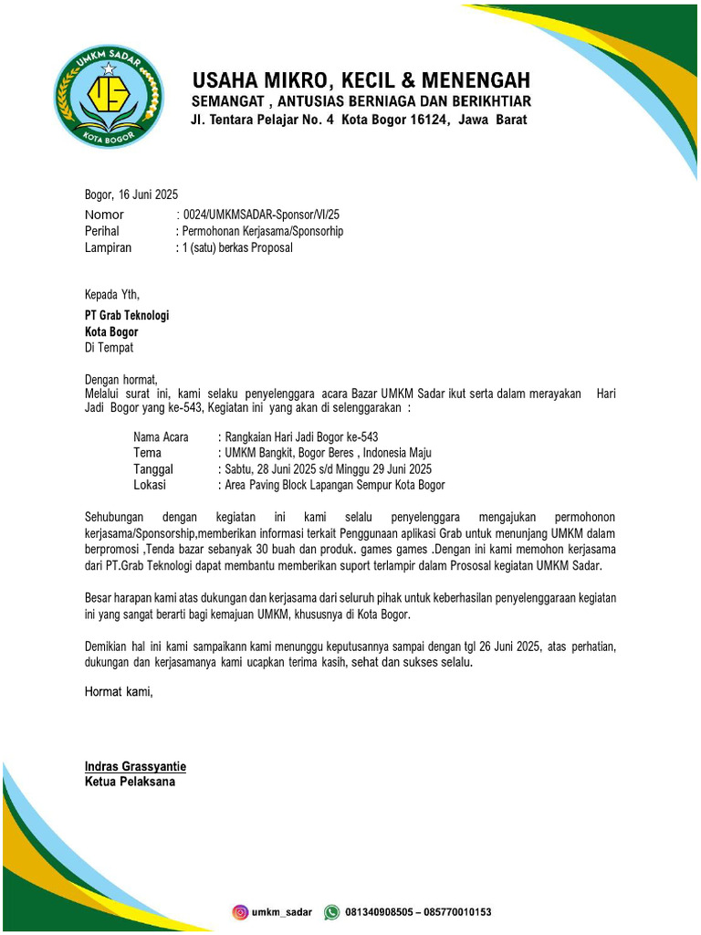 Surat Untuk Grab | PDF