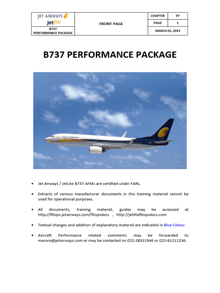 B737 Performance Package - 05 Mar 2013 | PDF | Takeoff | Thrust