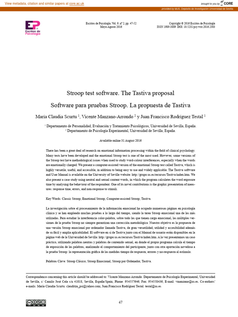 Software para Pruebas Stroop La Propuest | PDF | Attention | Computer File