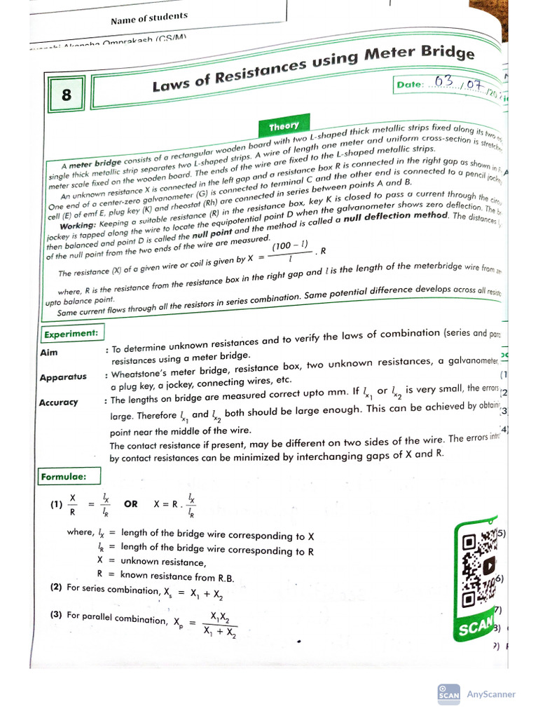 Law of Resistances Using Meter Bridge | PDF