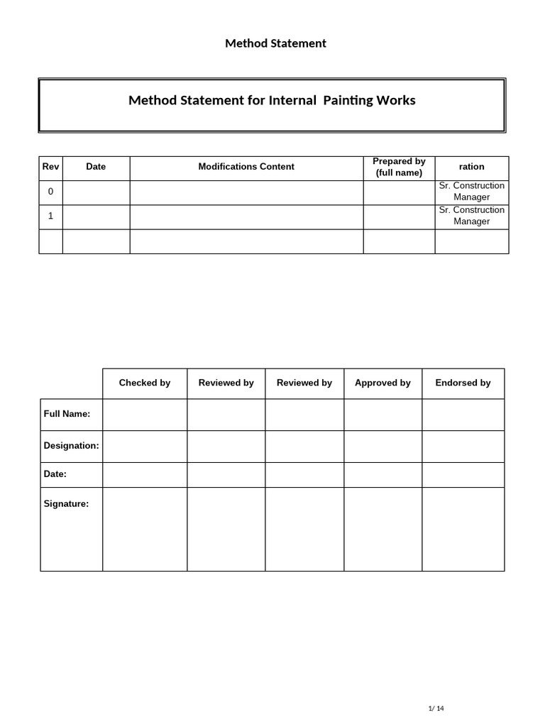 Internal Painting Works Method Statement | PDF | Paint | Climate Change ...