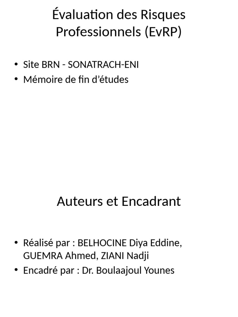 Presentation EvRP BRN | PDF | Risque | Sécurité