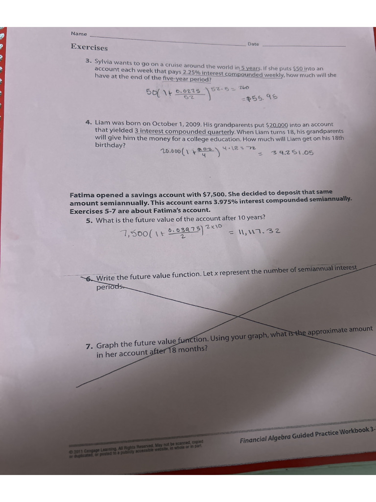 Financial Algebra Exercise | PDF