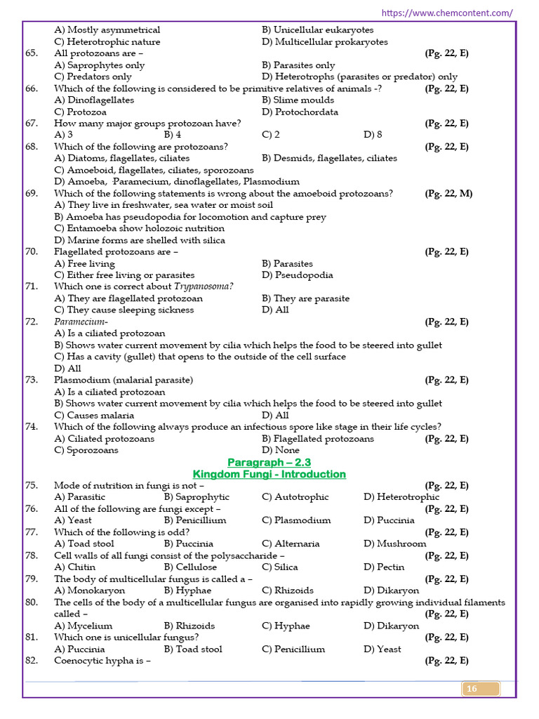 NEET Biological Classification DPP 03 - Kingdom Fungi | PDF | Fungus | Protozoa