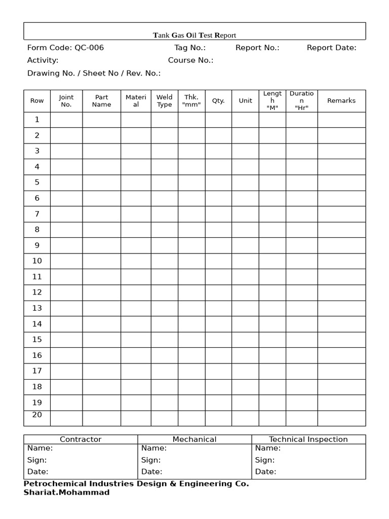 Tank Gas Oil Test Report | PDF