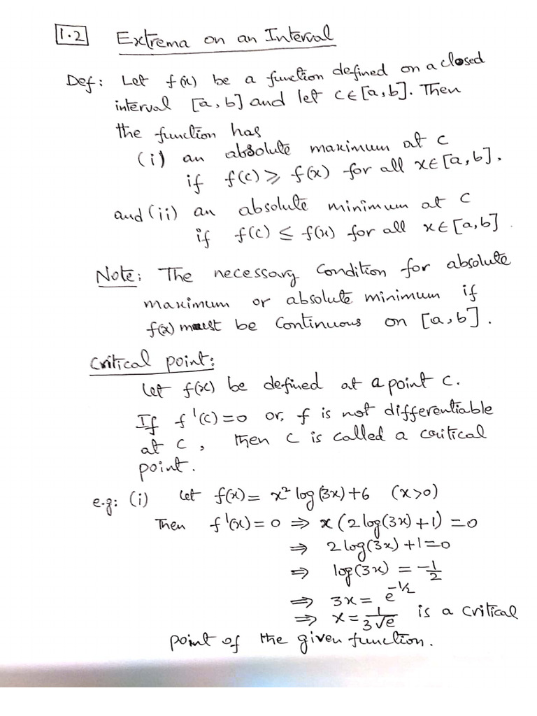 2-Differentiation, Extrema On An Interval-30-07-2024 | PDF