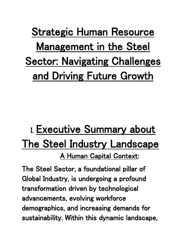 HRM Strategies for Steel Industry Growth | PDF | Human Resource ...