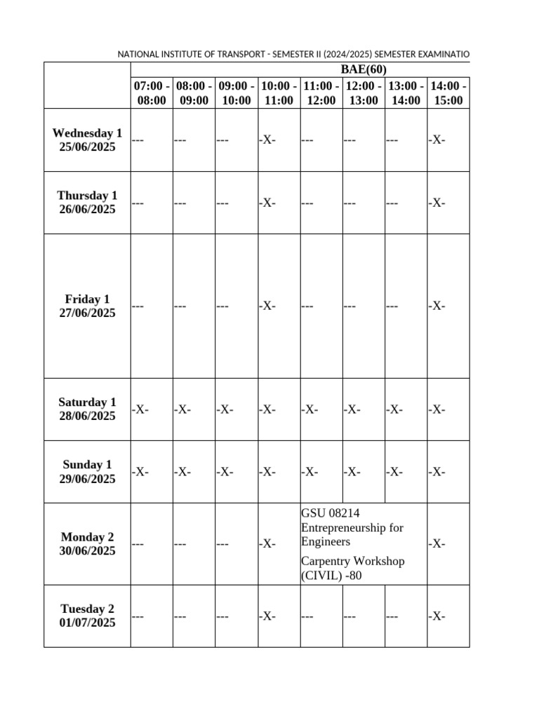 Final Timetable Sem 2-19-06 2025 Revised | PDF | Academic Term