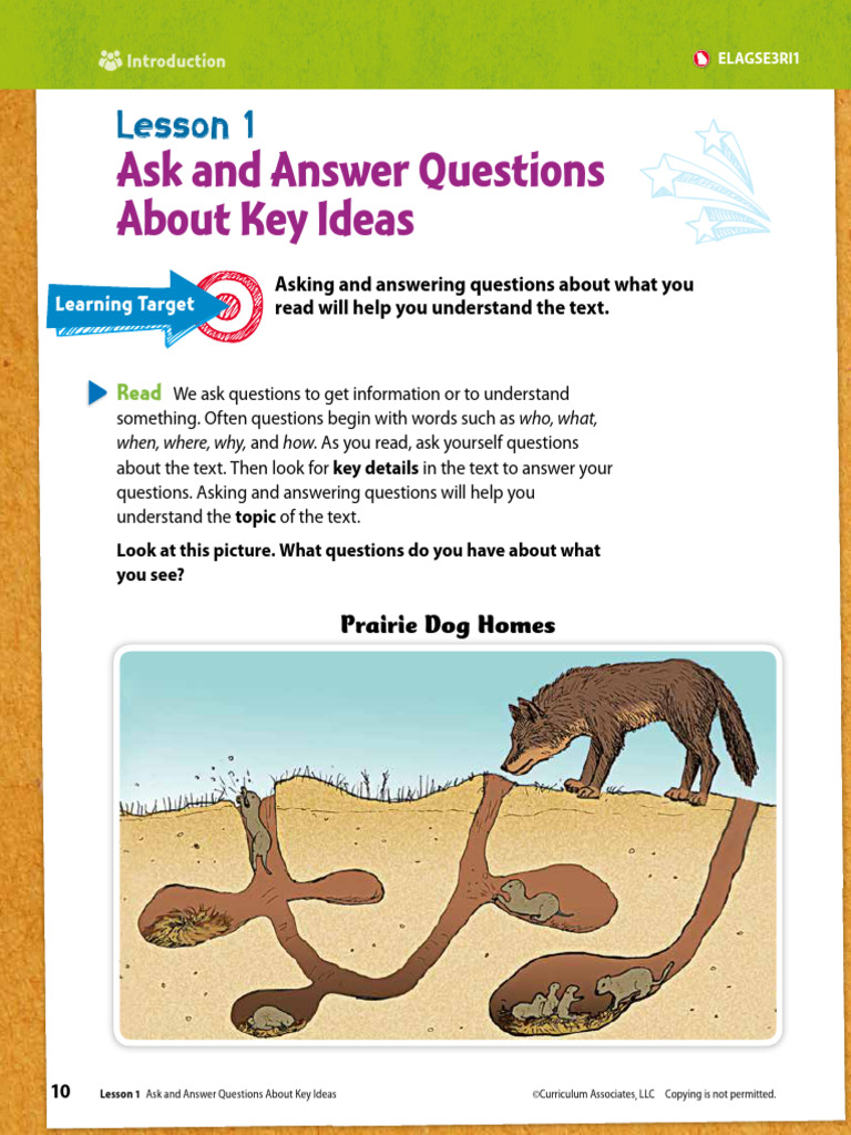 Lesson 1 - Ask and Answer Questions About Key Ideas | PDF | Beaver ...