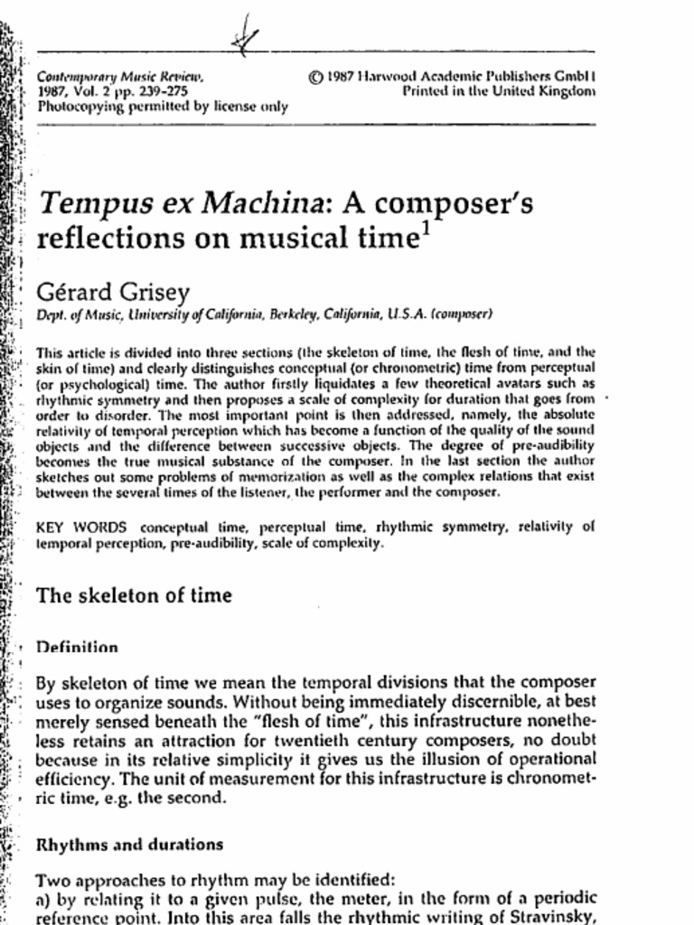 Grisey Su Tempus Ex Machina | PDF