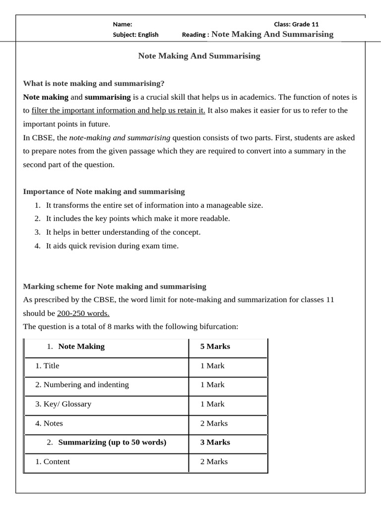 Note Making and Summarising Guide | PDF | Color | Artificial Intelligence