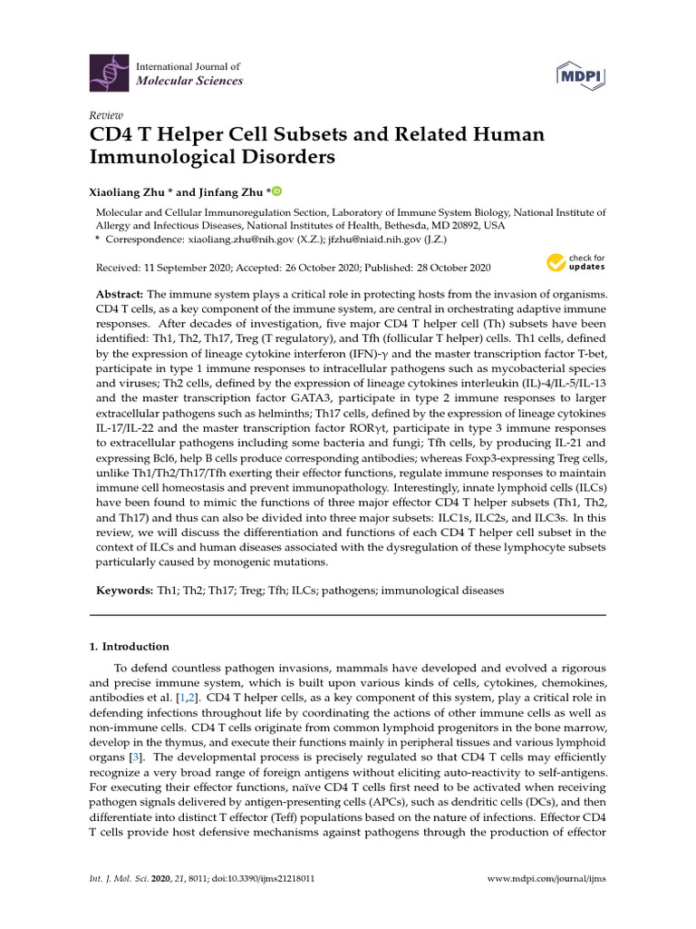 CD4 T Helper Cell Subsets and Related Human | PDF | T Helper Cell | T Cell