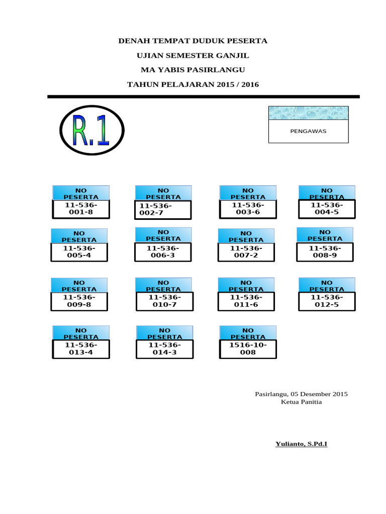 Denah Tempat Duduk Peserta | PDF