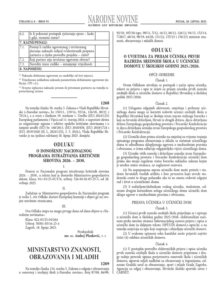 Narodne Novine: Odluku | PDF