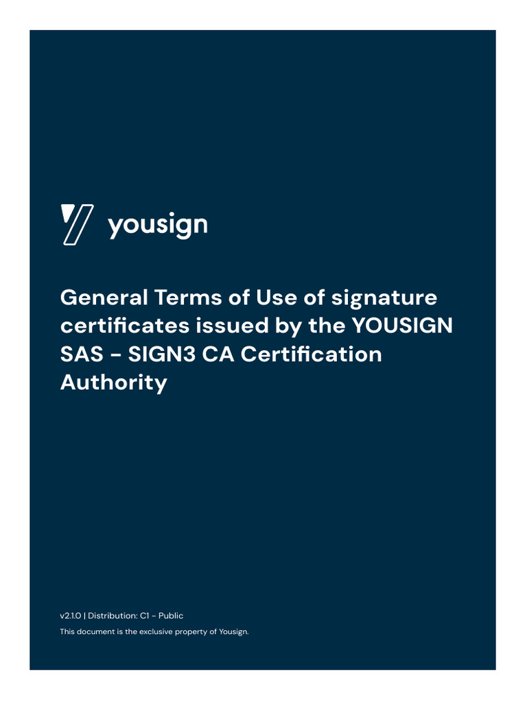General Terms of Use of Signature Certificates Issued by The YOUSIGN ...