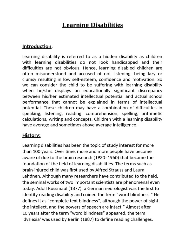 Specific Learning Disability | PDF | Learning Disability | Dyslexia