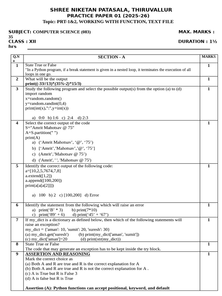 Holiday Worksheet New XII CS | PDF | Parameter (Computer Programming) | Programming Paradigms
