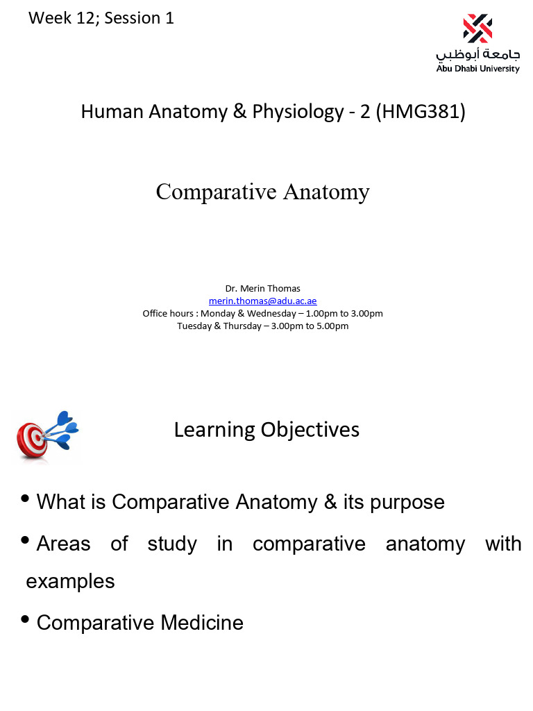 Week 12 (1) - Comparitive Anatomy | PDF | Homology (Biology) | Biology