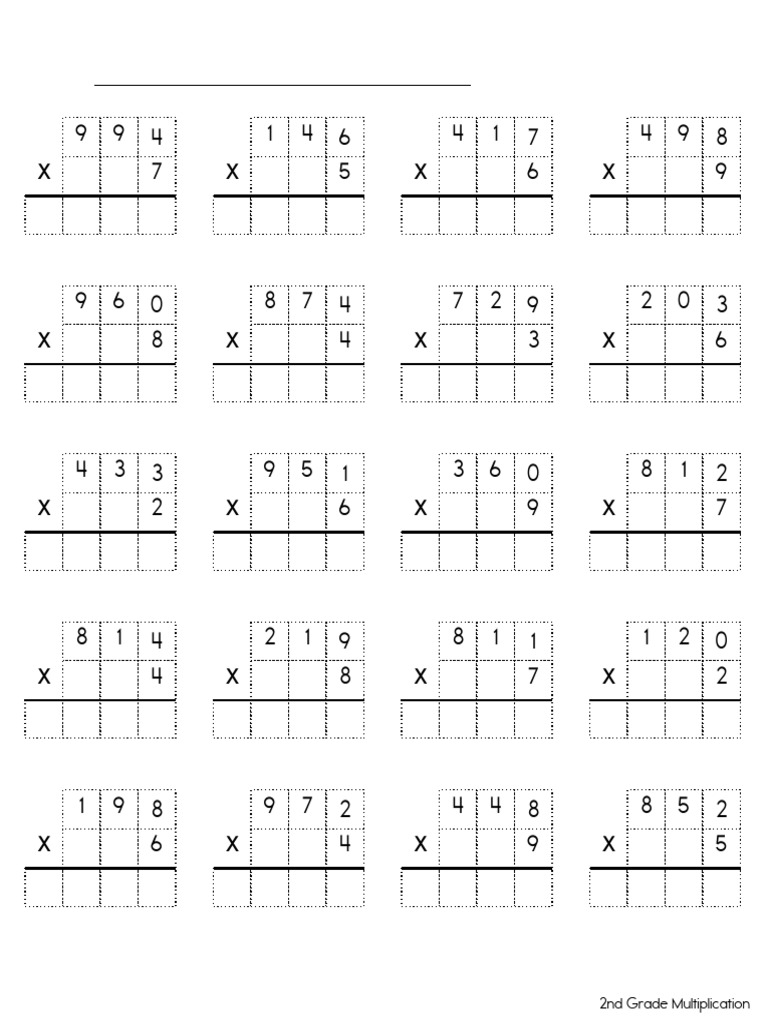 Multiplication Worksheets 3digit by 1digit | PDF