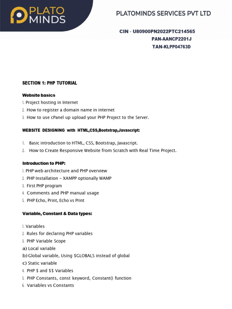 Full Stack PHP With Mysql 3M-PSPL | PDF | Php | Java Script