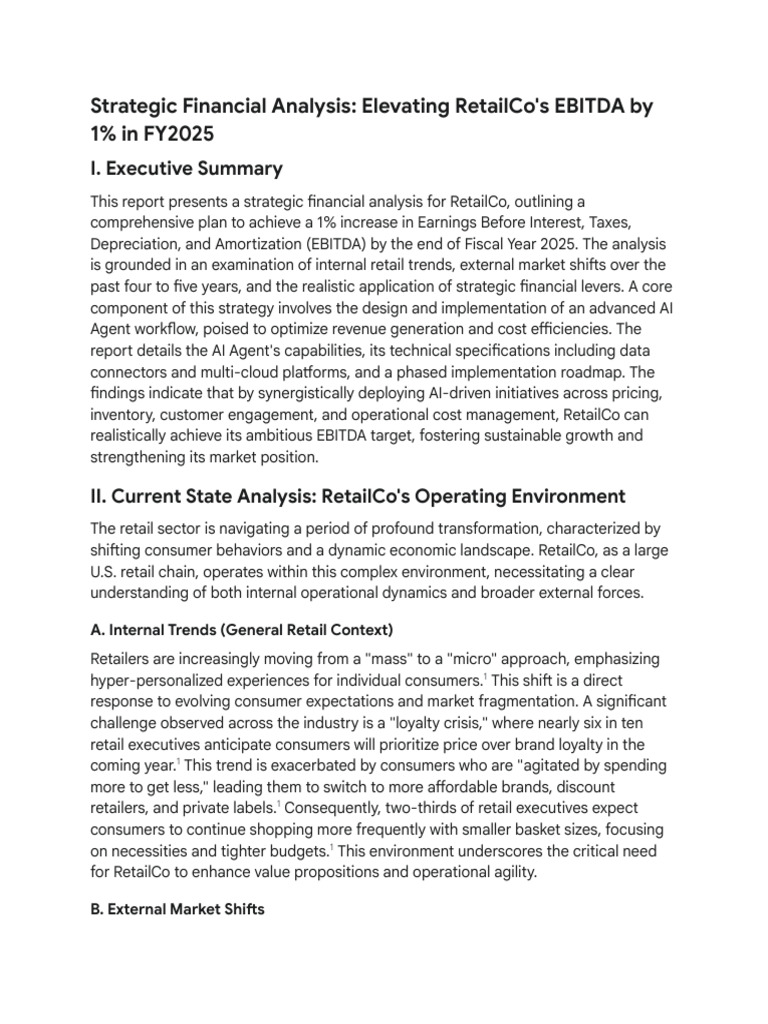 EBITDA Optimization AI Agent Design_ | PDF | Artificial Intelligence | Intelligence (AI) & Semantics