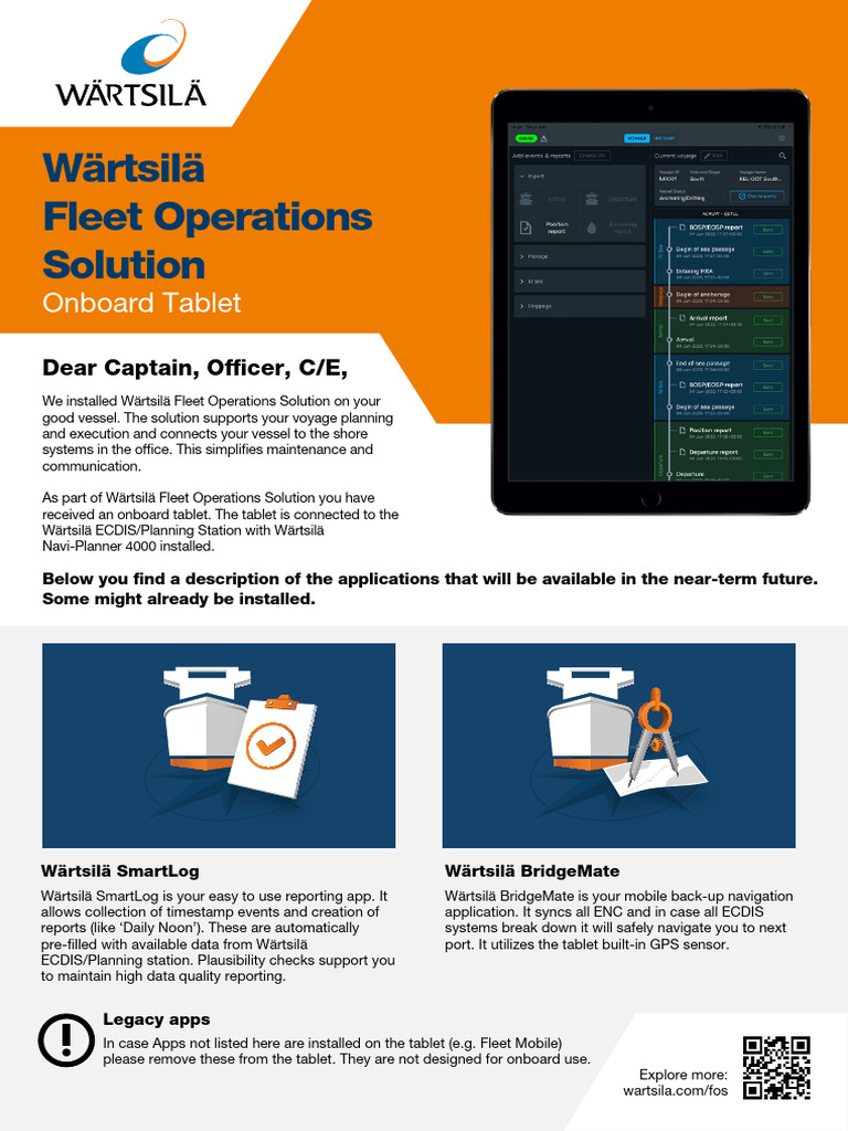 Wärtsilä Fleet Operations Tablet Guide | PDF