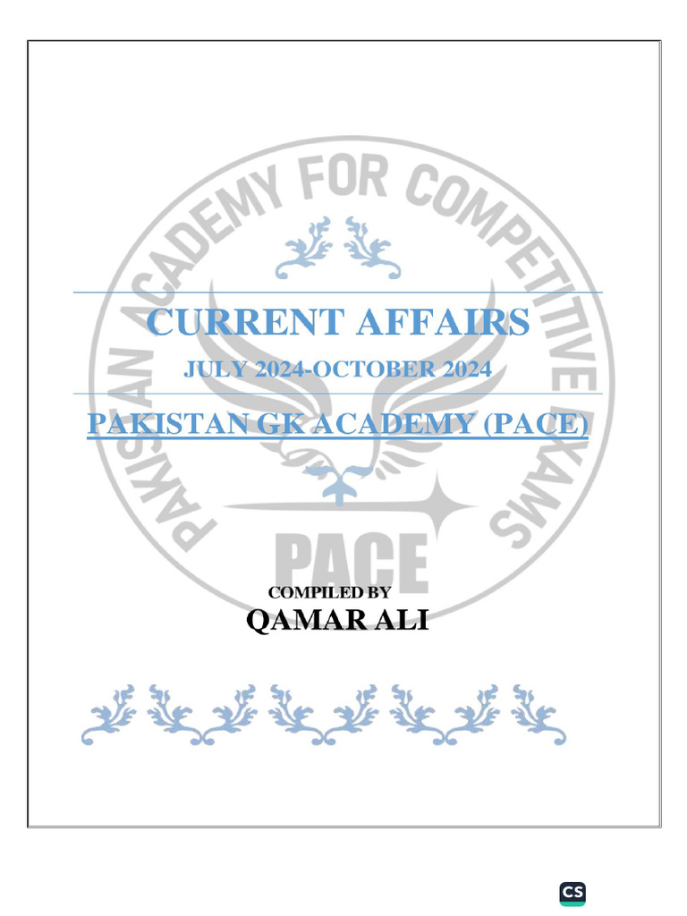 Current Affairs by Qamar Ali (Pace) | PDF
