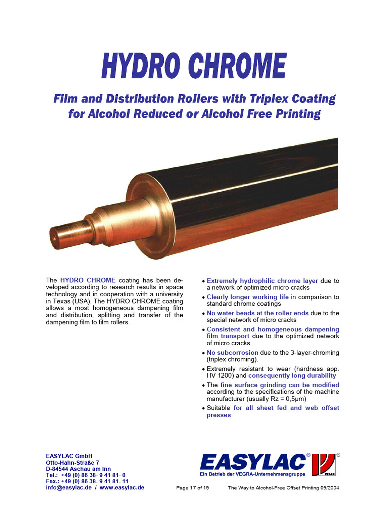 Hydro Chrome Rollers for Offset Printing | PDF