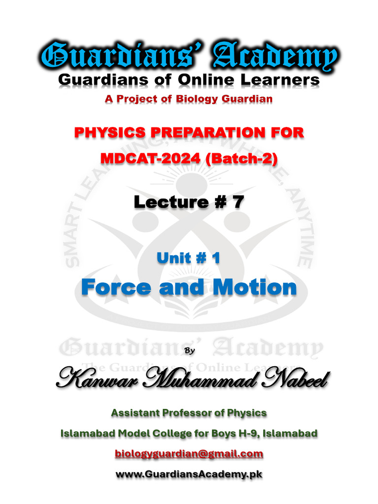 Lecture 7 Physics Mdcat 2024 by Study Corner | PDF