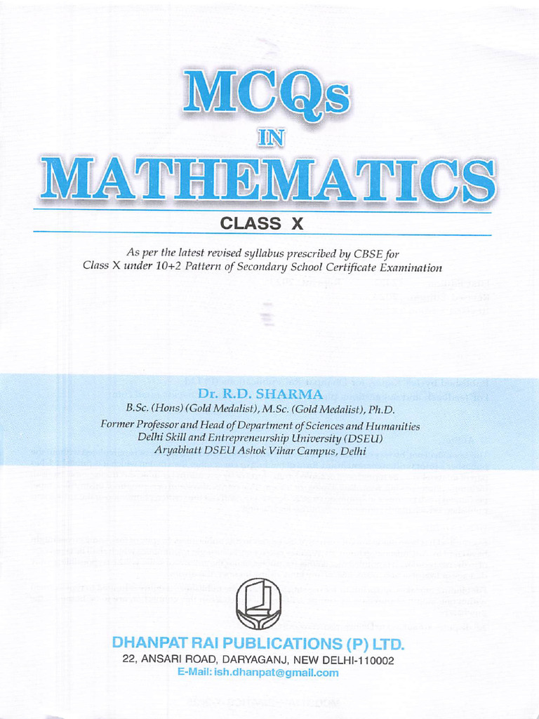 RD Sharma MCQ in Mathematics Class 10 2025-26 | PDF | Numbers ...