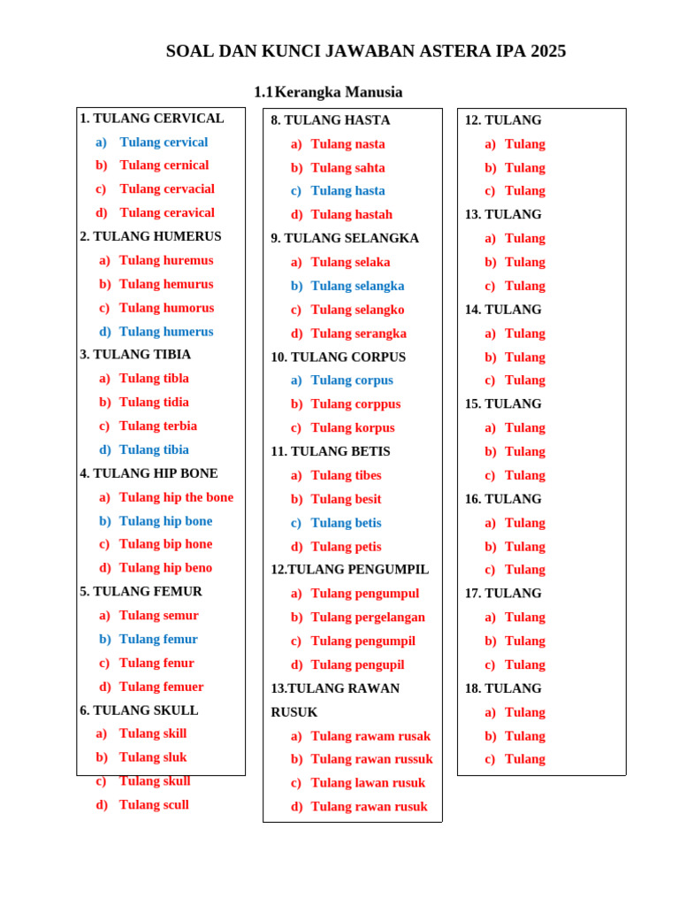 Soal + Kunci Jawaban ASTERA IPA | PDF