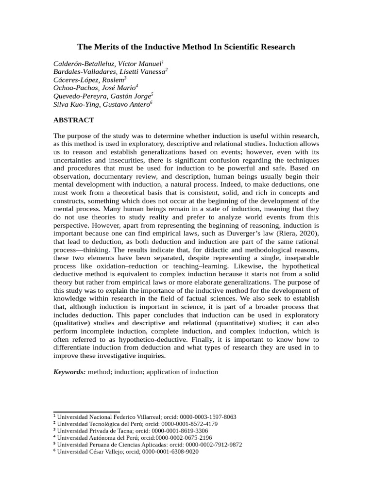 The Merits of The Inductive Method in Scientific Research - 2025 | PDF | Inductive Reasoning ...