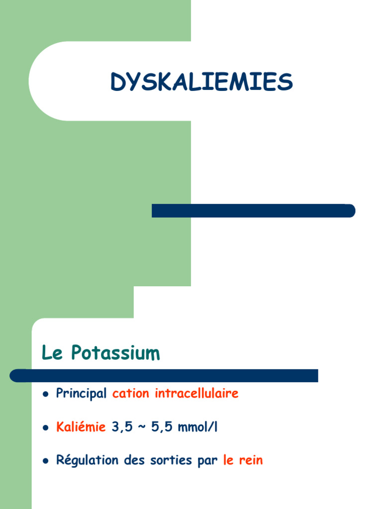 Hypo Et Hyperkaliémies | PDF | Potassium | Chimie