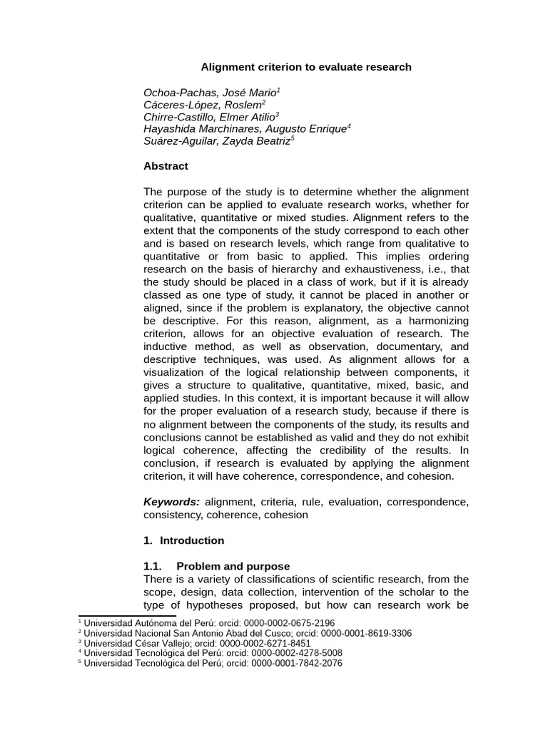 Evaluating Research with Alignment Criteria | PDF | Theory | Hypothesis
