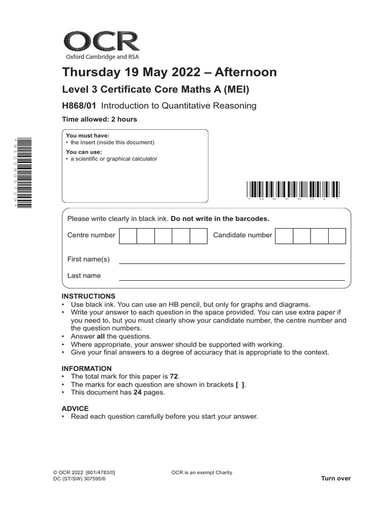Question Paper Introduction To Quantitative Reasoning | PDF