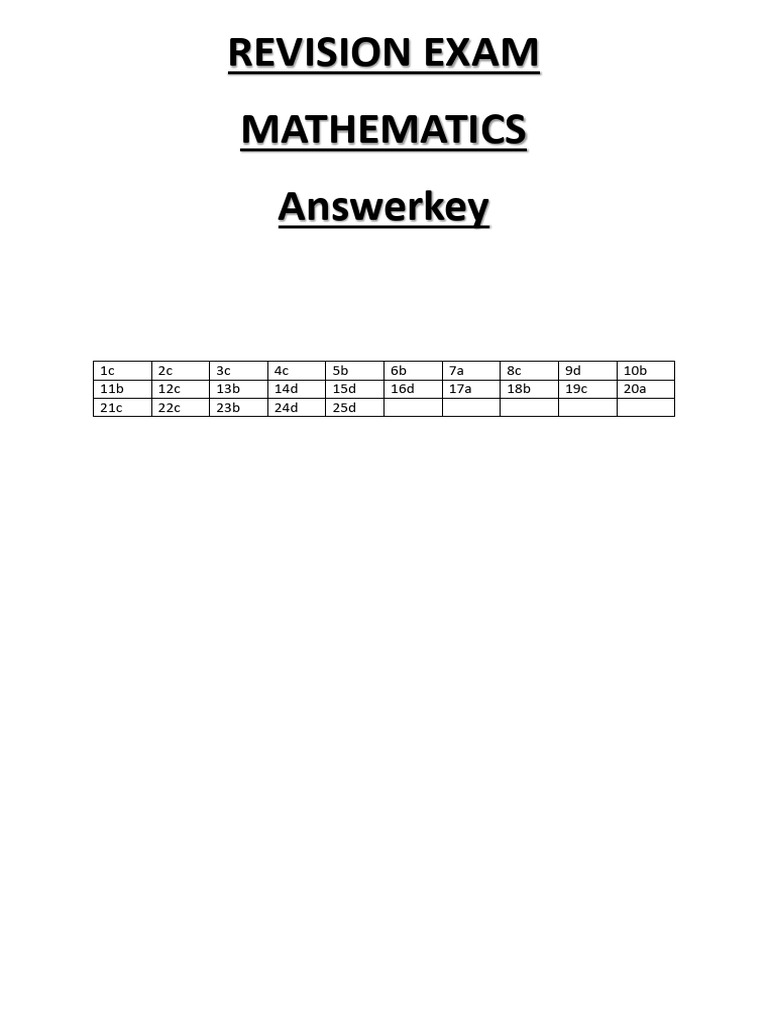 Mathematics Answerkey | PDF