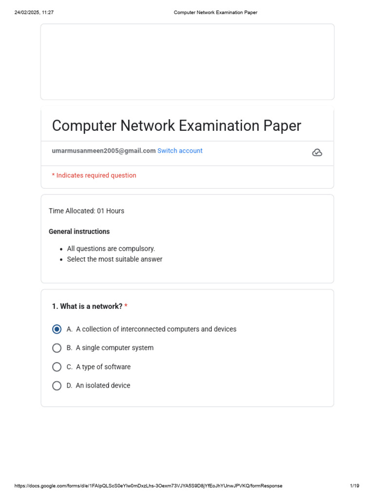 Computer Network Exam Questions | PDF | Computer Network | Cloud Computing
