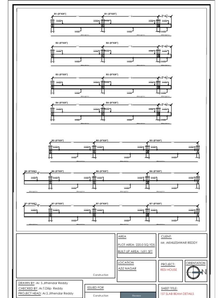1st Slab Beam Details | PDF